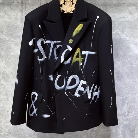 Jackets & Coats | Graphic Blazer With Letter Writingsize Largeruns Size ...